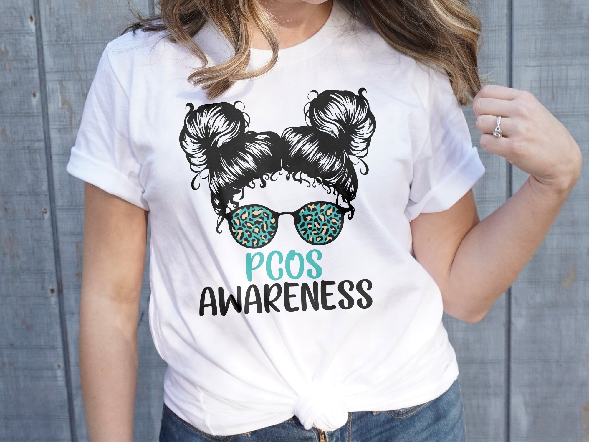 PCOS Awareness Svg Png PCOS Girl Bun Svg Ovary Syndrome Teal - Etsy