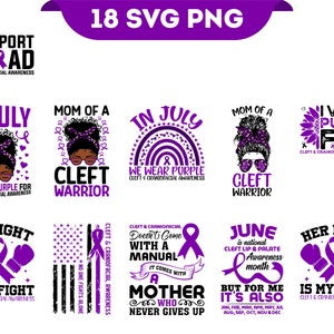 Cleft & Craniofacial Awareness Svg Png Bundle, Purple Ribbon Svg, Cleft ...