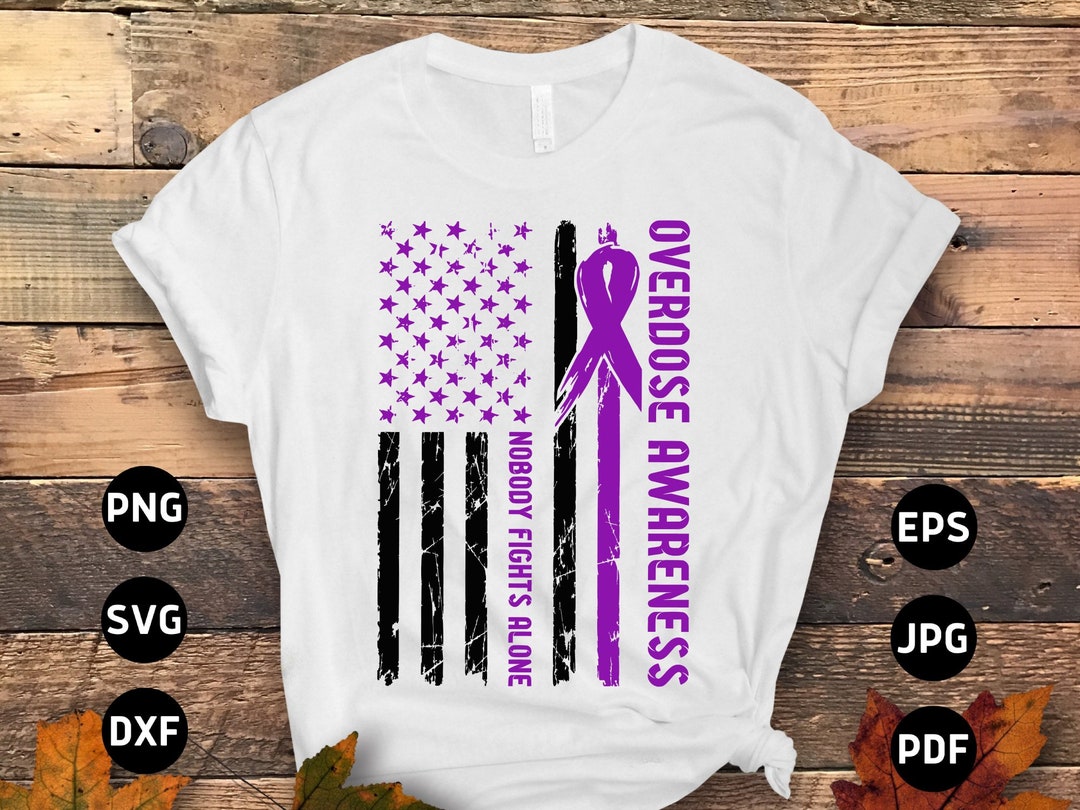 Overdose Awareness Flag Svg Png, Nobody Fights Alone Svg, Addiction ...