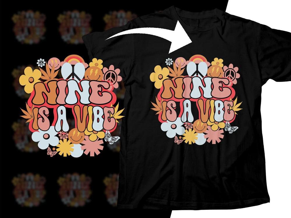 Nine is a Vibe Svg 9 Year Old Svg Png Hippie Daisy Flower - Etsy