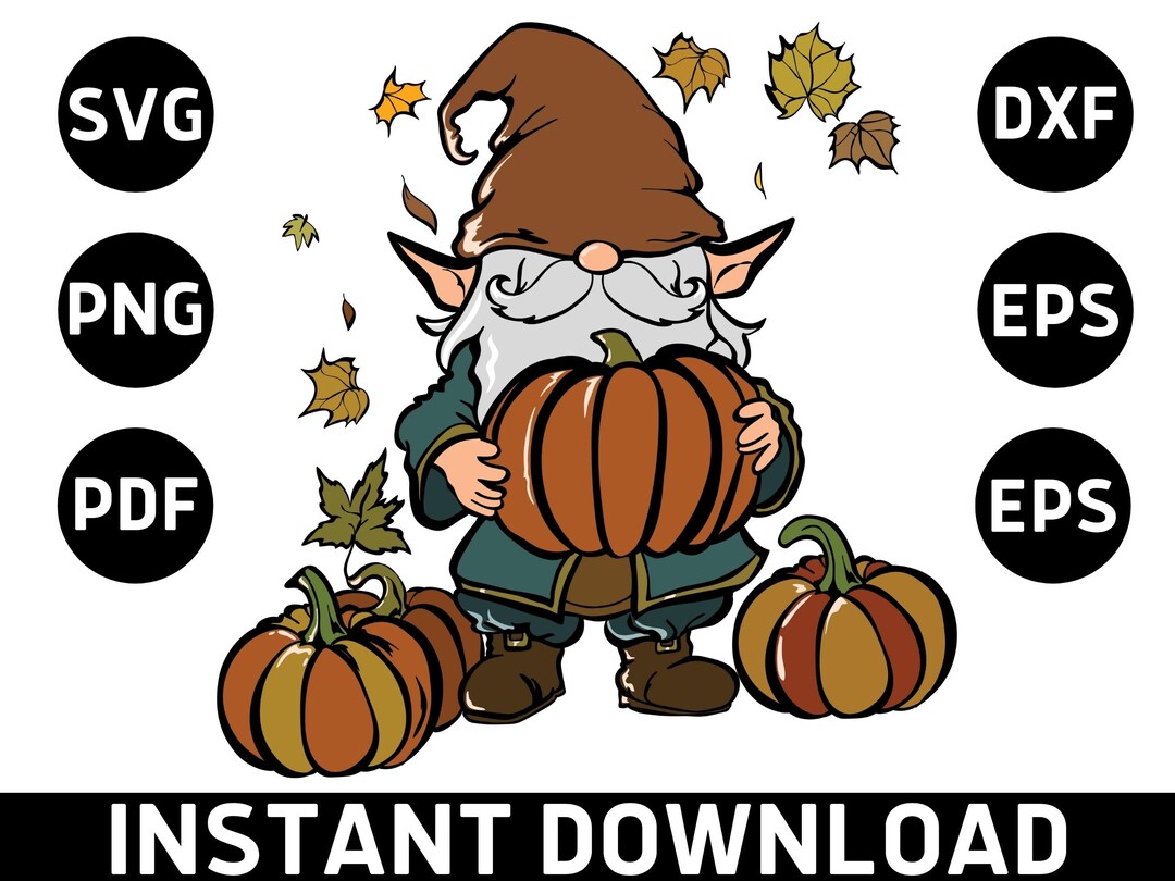 Fall Gnome Svg Png, Gnome Fall Pumpkin Svg, Gnome Holding Pumpkin Svg ...