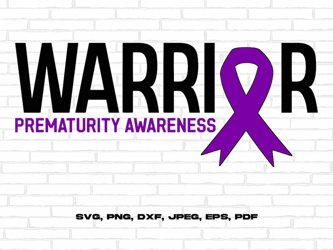 Prematurity Awareness Svg Png, Prematurity Warrior Svg, Purple Ribbon ...