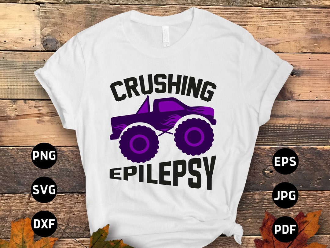 Epilepsy Awareness Monster Truck Svg Png, Crushing Epilepsy Svg, Purple ...