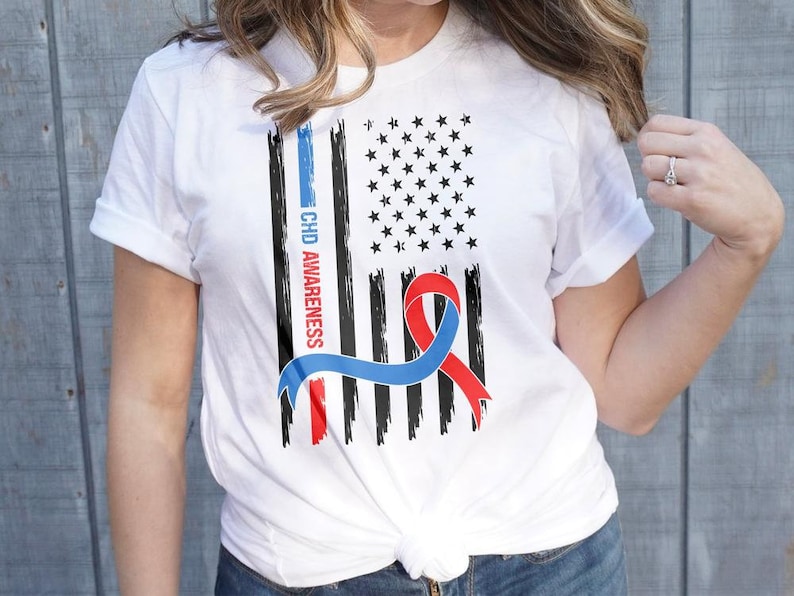 CHD Awareness Flag Svg Red Blue Ribbon Svg Congenital Heart - Etsy