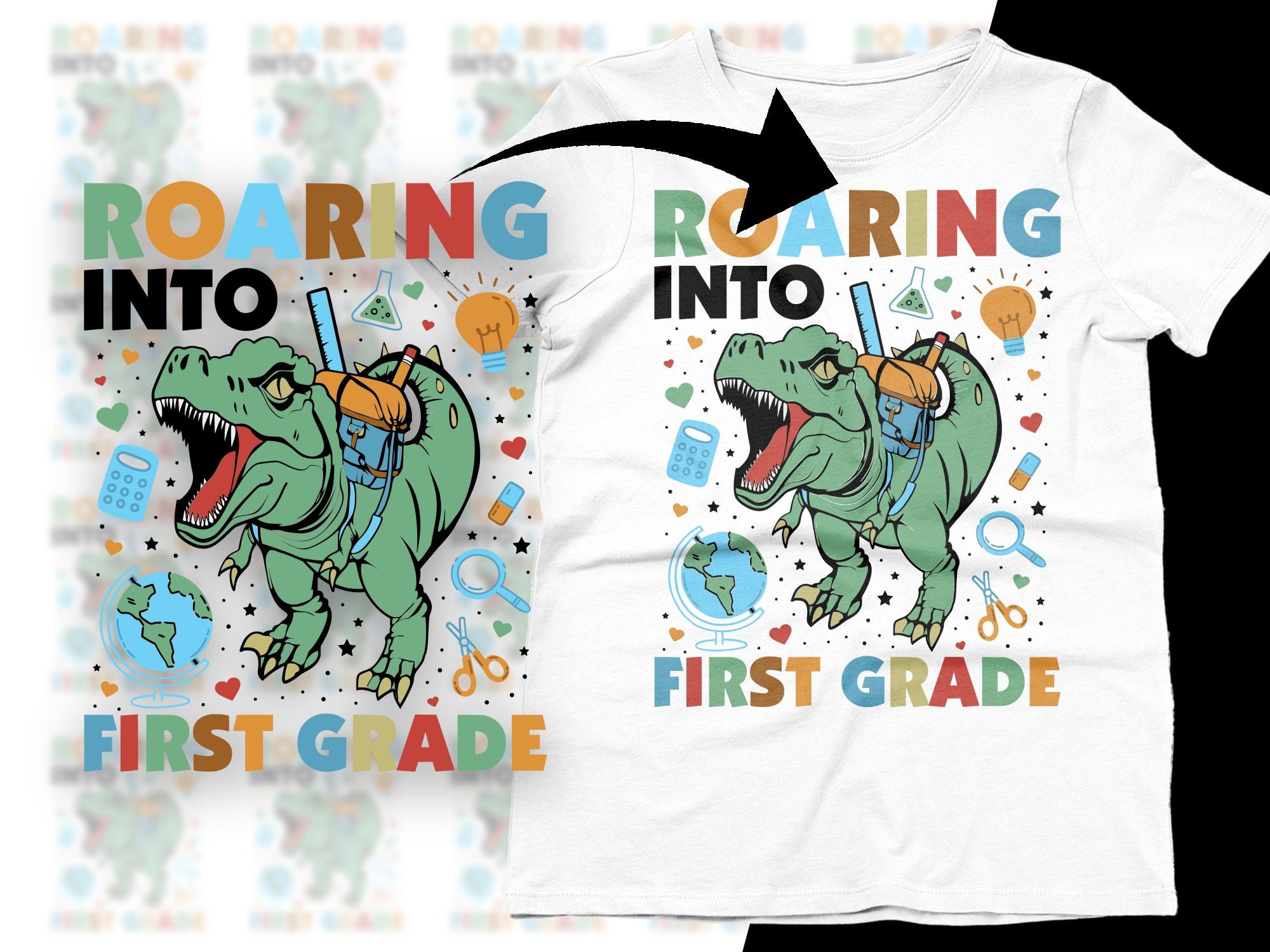 Roaring Into 1st Grade Dinosaur Svg Png Boys 1st Grade Back - Etsy