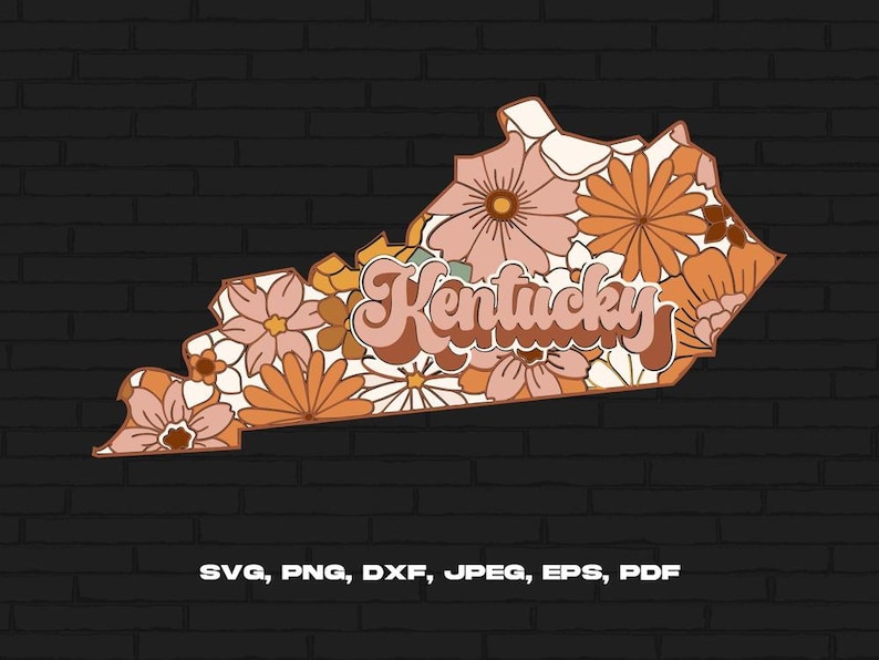 Kentucky State Svg Png Kentucky Map Svg Retro Kentucky - Etsy