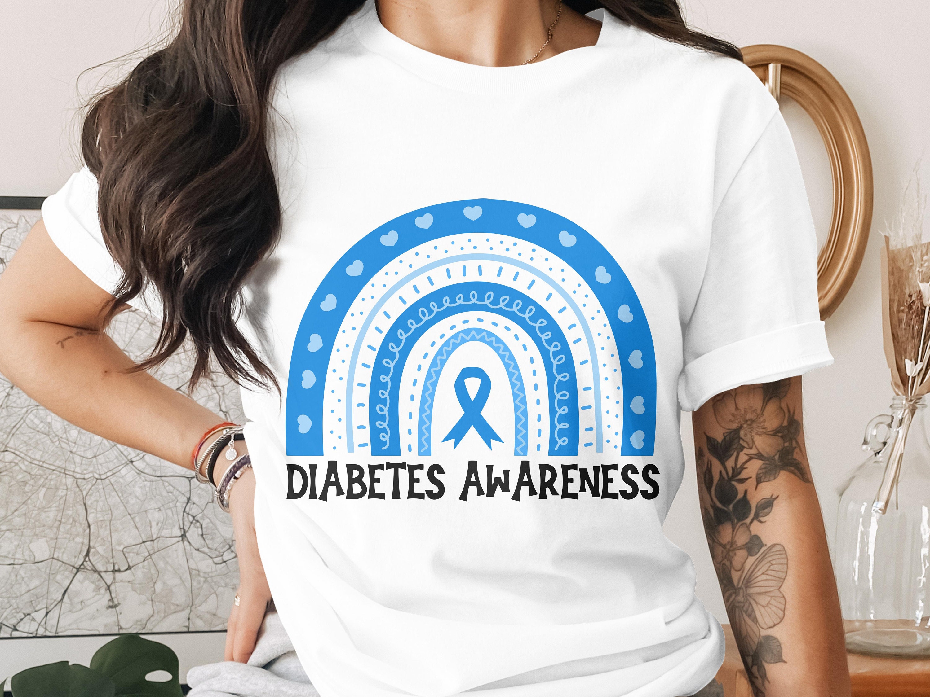 Diabetes Awareness Rainbow Svg Png, Blue Ribbon Svg, Type 1 Diabetes ...
