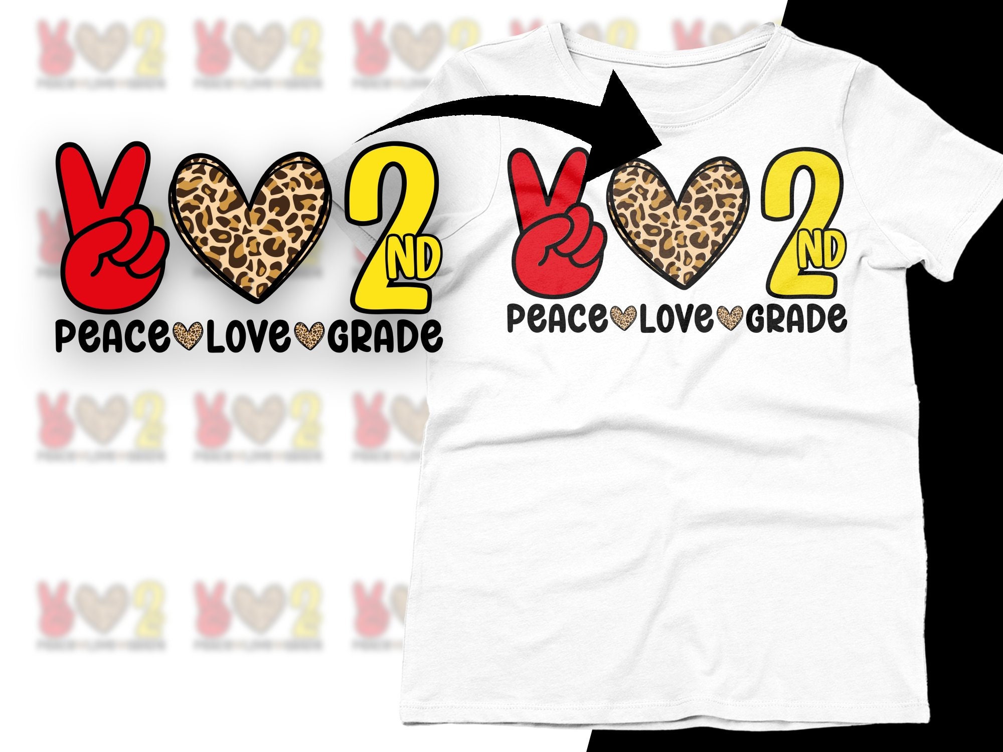 Teacher Leopard Peace Love 2nd Grade Svg Png 2nd Grade Back - Etsy