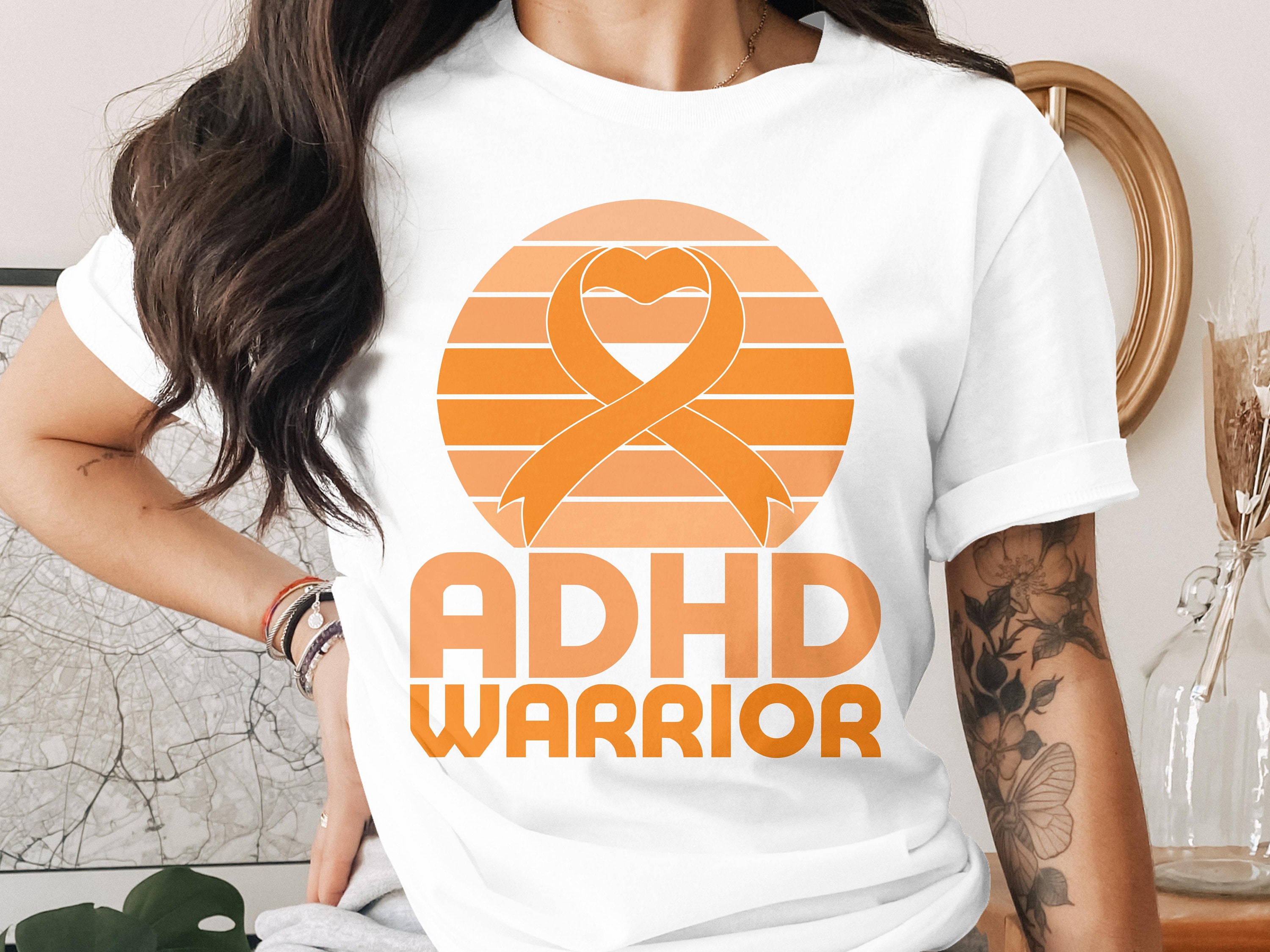 ADHD Warrior Png Svg Orange Ribbon Svg Cricut Sublimation - Etsy