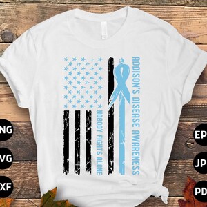 Addison's Disease Awareness Svg Png, Flag Nobody Fights Alone Svg ...