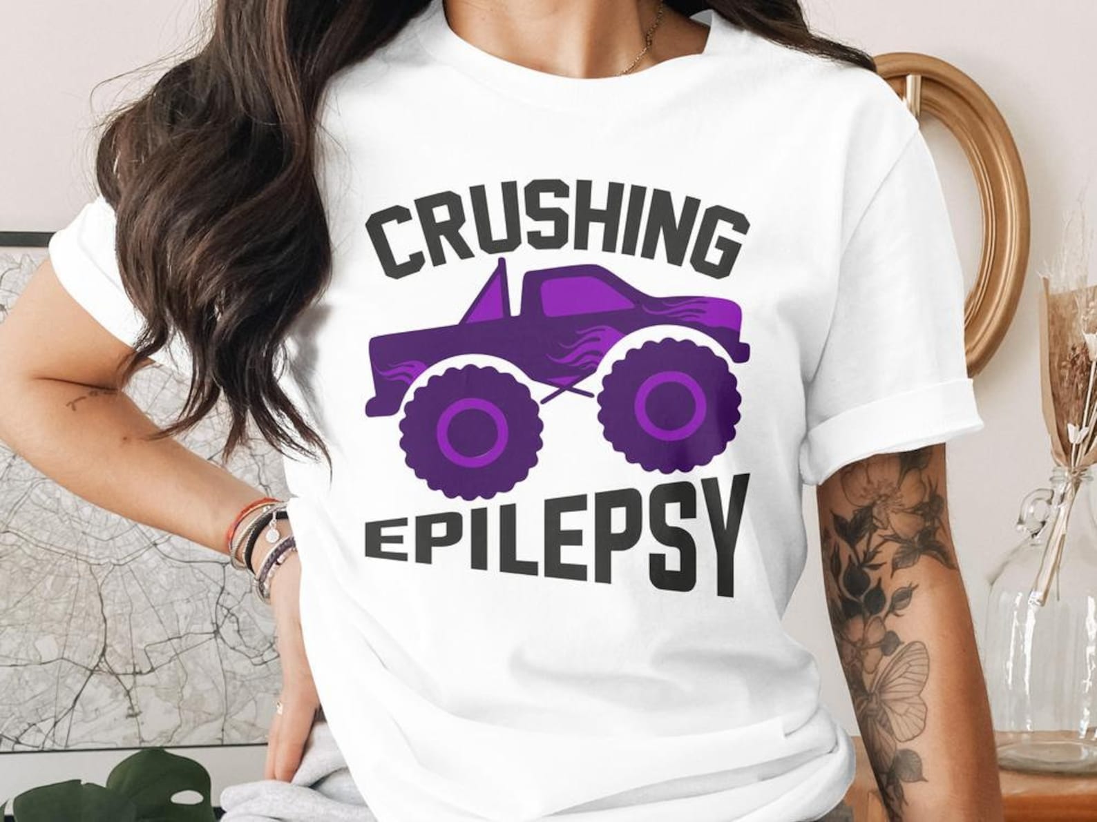 Epilepsy Awareness Monster Truck Svg Png, Crushing Epilepsy Svg, Purple ...