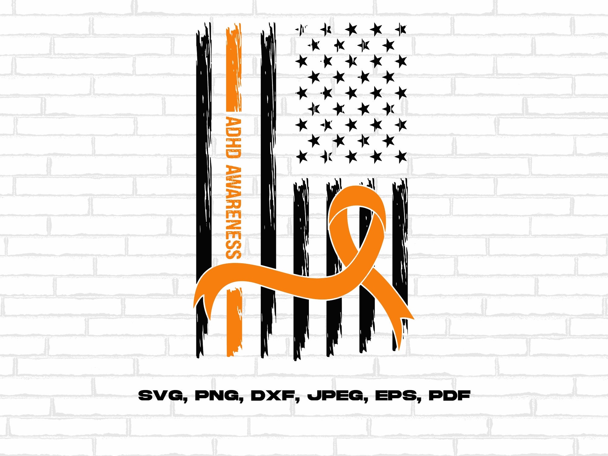 ADHD Awareness Svg Png ADHD Awareness Flag Svg Orange Ribbon - Etsy