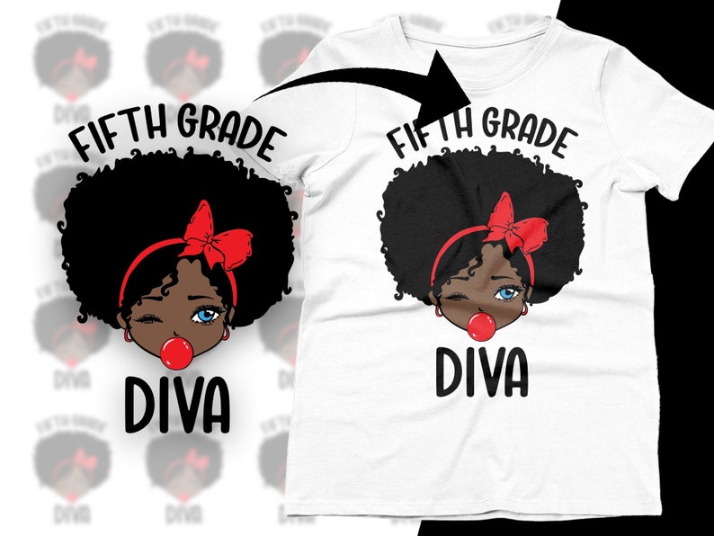 Fifth Grade Diva Afro Black Girl Svg Png 5th Grade Back to - Etsy