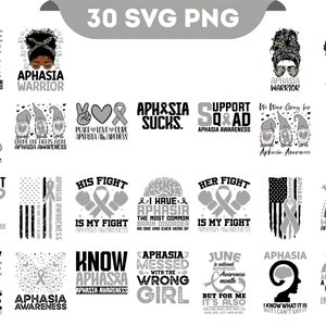 Aphasia Awareness Svg Png Bundle Gray Ribbon Svg, Aphasia Warrior ...