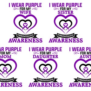 Fibromyalgia Awareness Svg Png Bundle, Purple Ribbon Svg, Fibro Warrior ...