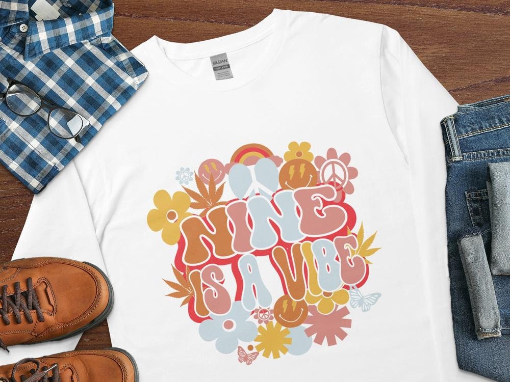 Nine is a Vibe Svg 9 Year Old Svg Png Hippie Daisy Flower - Etsy