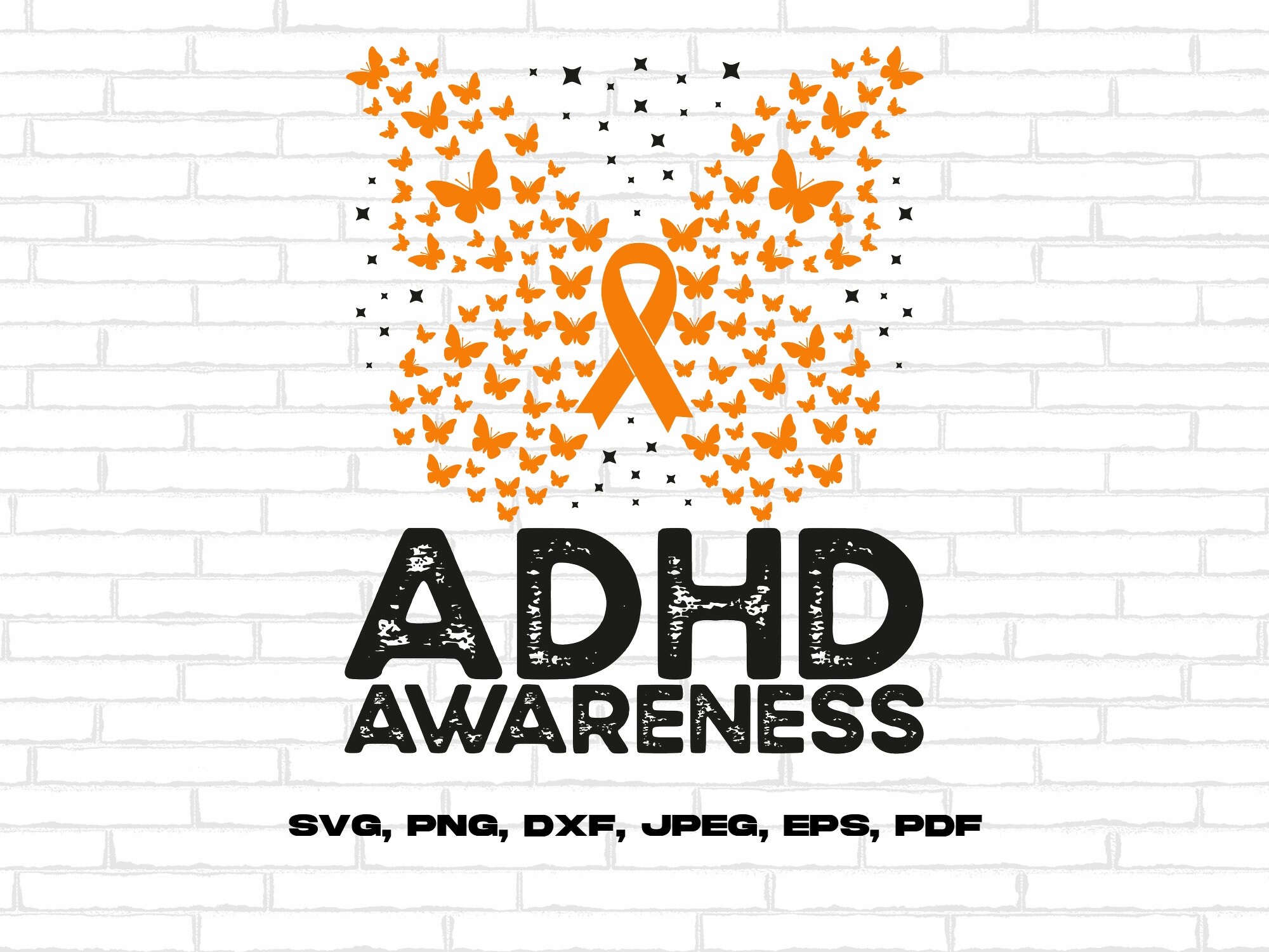 ADHD Awareness Svg Png ADHD Awareness Butterfly Svg Orange - Etsy