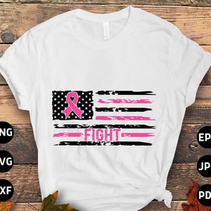 USA Flag Breast Cancer Awareness Svg Png, Fight Cancer Flag Svg, Pink ...