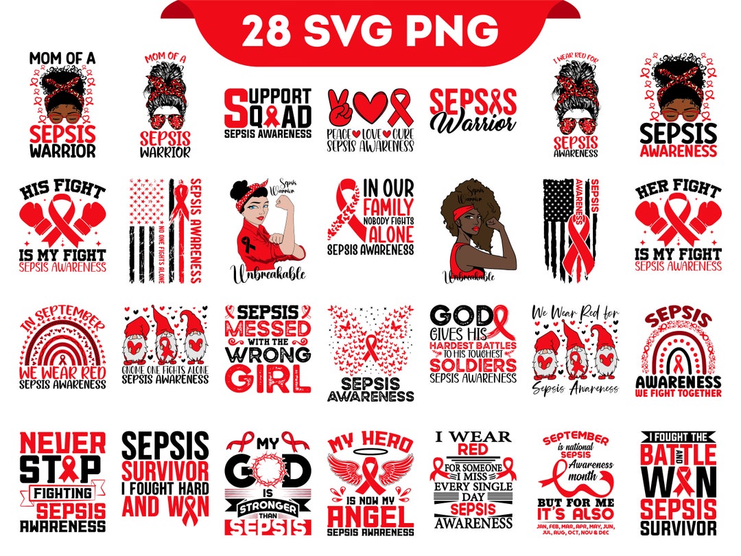 Sepsis Awareness Svg Png Bundle, Bloodstream Infection Septicemia Red ...