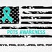 Pots Awareness Flag Svg Png, POTS Syndrome Svg, Turquoise Ribbon Svg ...