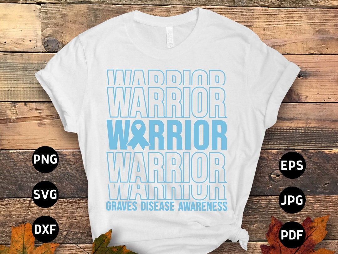 Graves Disease Awareness Svg Png, Warrior Svg Png, Light Blue Ribbon ...