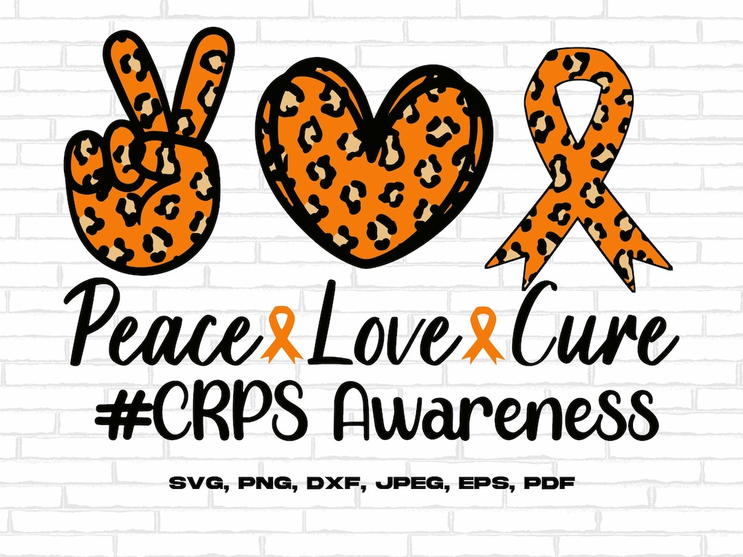 CRPS Awareness Svg Png, Peace Love Cure Svg, Orange Ribbon Svg, Complex ...