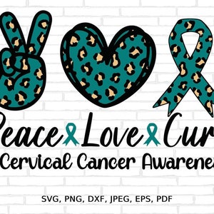 Cervical Cancer Awareness Svg Png, Svg, Cervical Cancer Teal Ribbon Svg ...