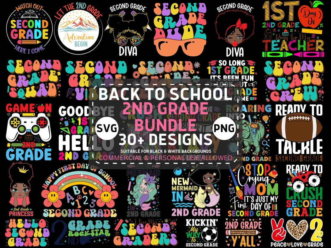2nd Grade Svg Png Bundle, Back to School Second Grade Svg, First Day of ...