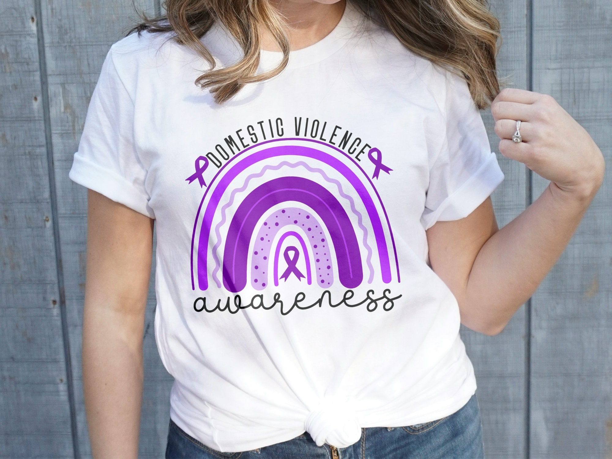 Domestic Violence Awareness Rainbow Svg Png, Purple Ribbon Svg ...