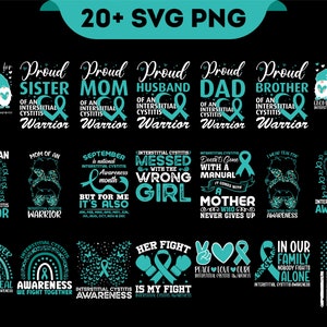 Interstitial Cystitis Awareness Svg Png Bundle, IC Awareness Teal ...