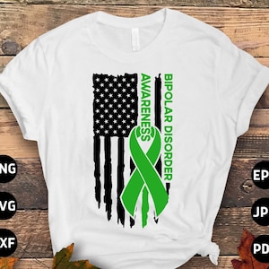 Bipolar Disorder Awareness Svg Png, Flag Bipolar Disorder Svg, Green ...