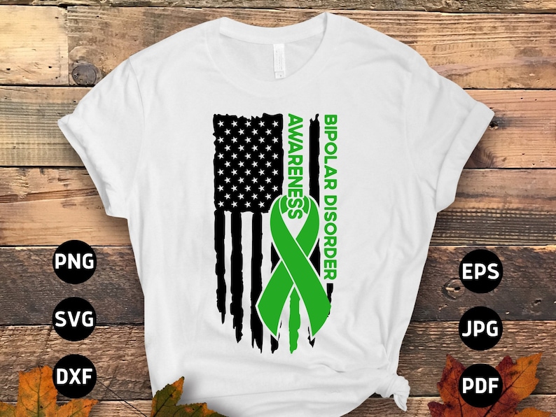 Bipolar Disorder Awareness Svg Png, Flag Bipolar Disorder Svg, Green ...