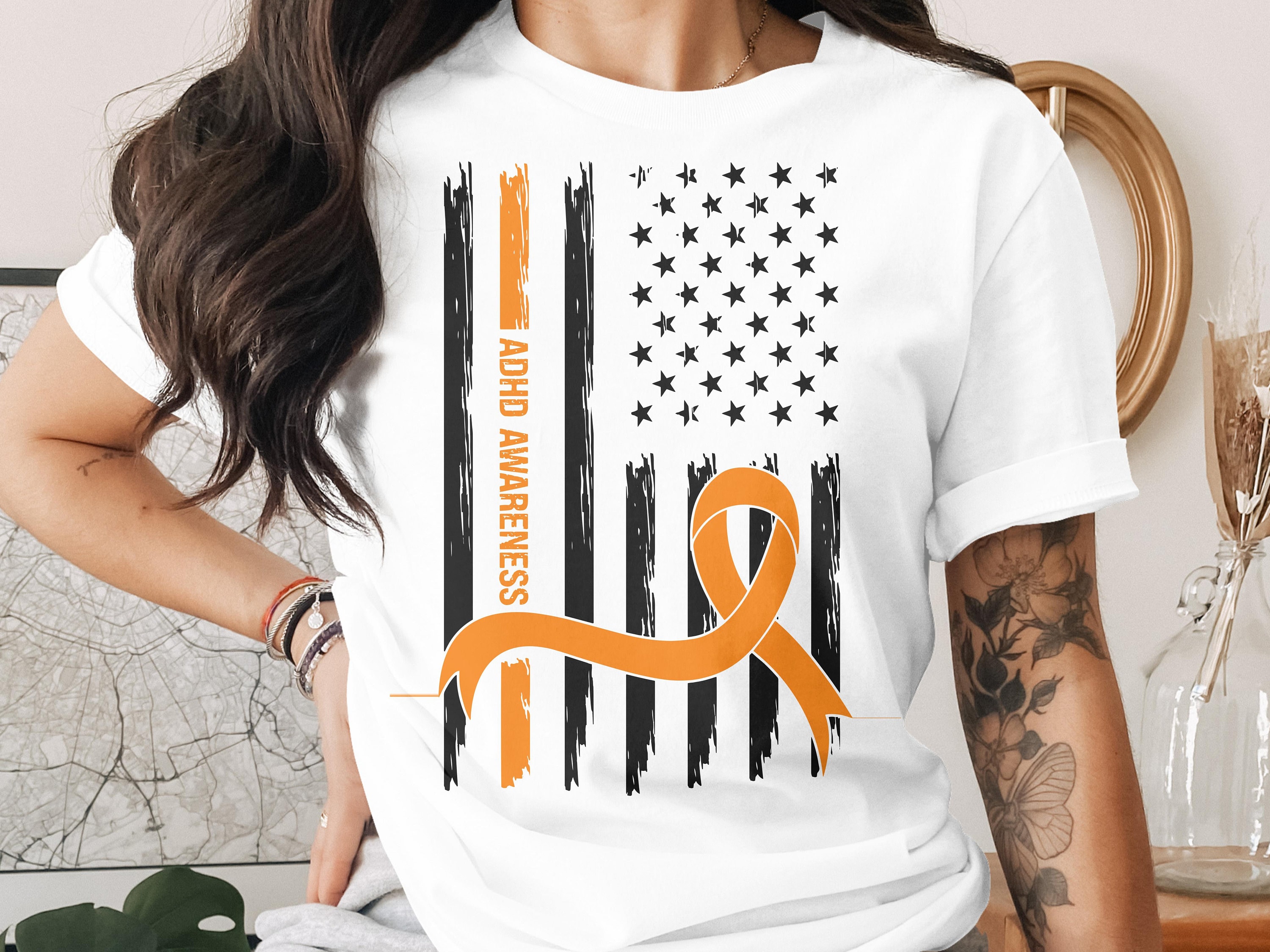 ADHD Awareness Svg Png ADHD Awareness Flag Svg Orange Ribbon - Etsy