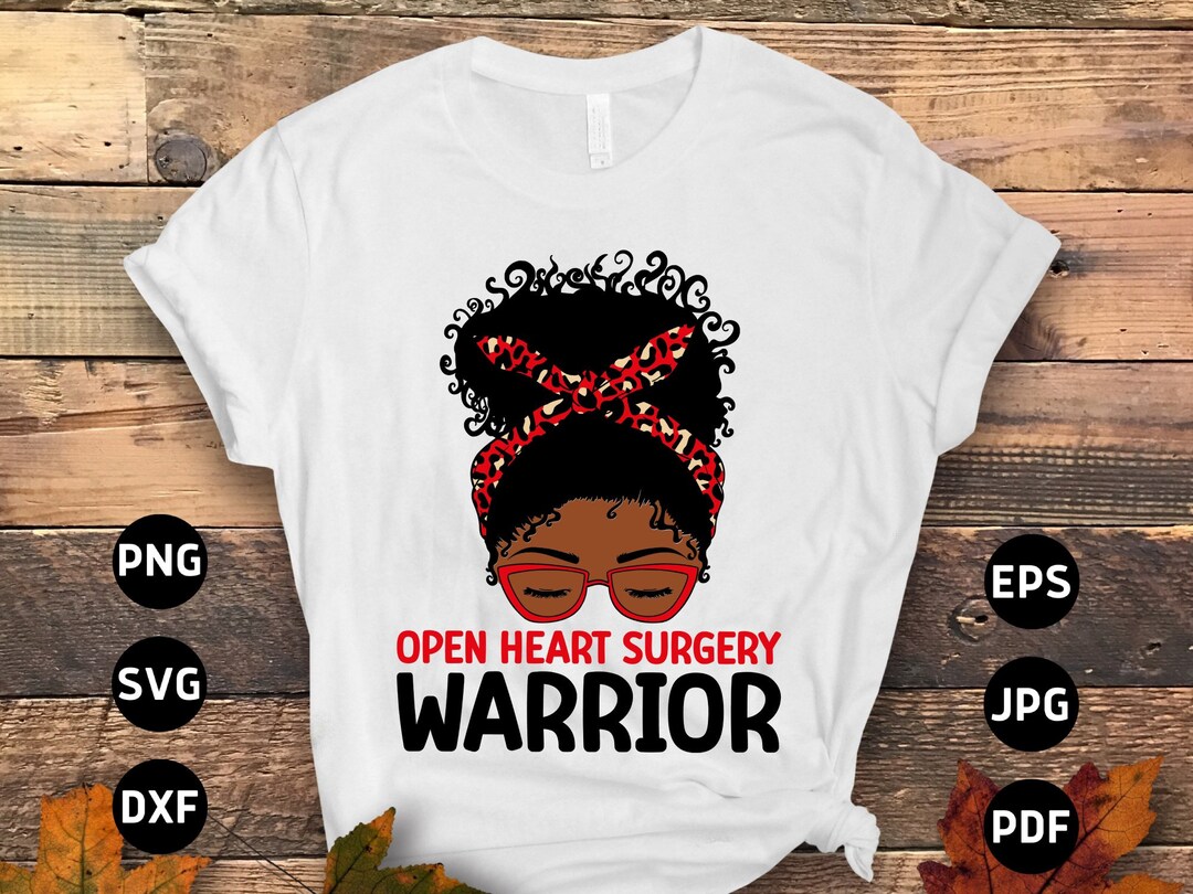 Open Heart Surgery Svg Png, Afro Messy Bun Open Heart Surgery Warrior ...