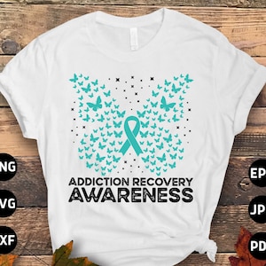 Addiction Recovery Awareness Svg Png, Butterfly Addiction Recovery Svg ...