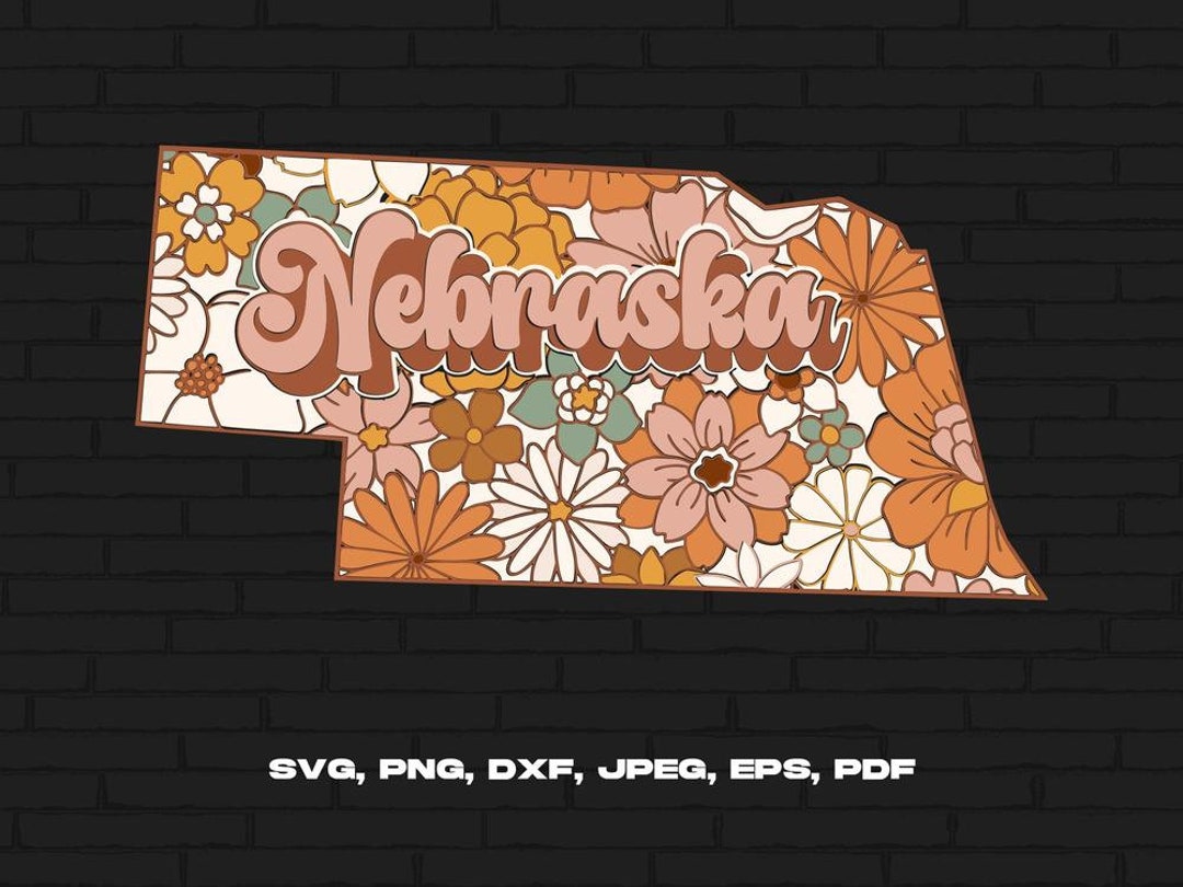 Nebraska State Svg Png, Nebraska Map Svg, Retro Nebraska Flower Svg ...