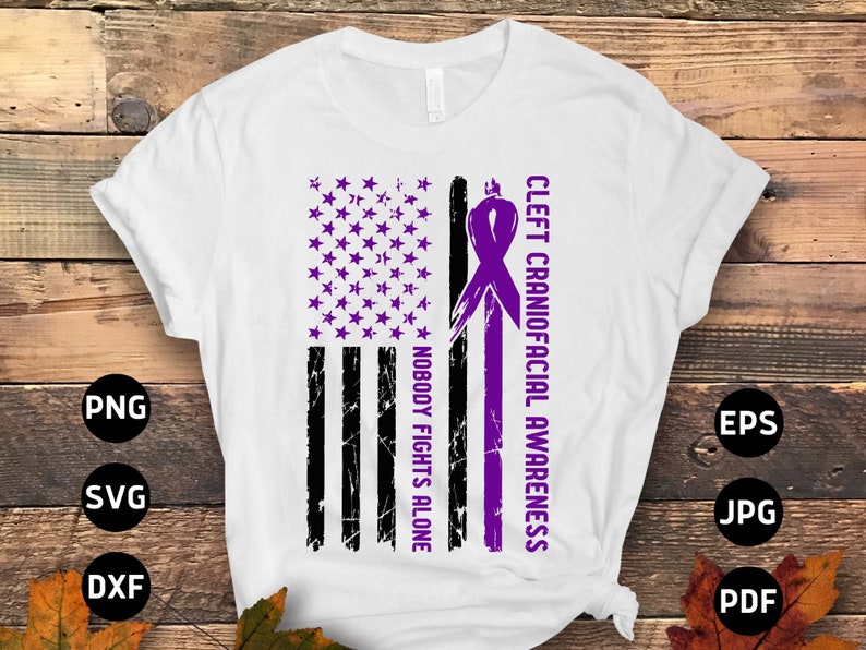Cleft Craniofacial Awareness Svg Png, Nobody Fights Alone Svg, Purple ...