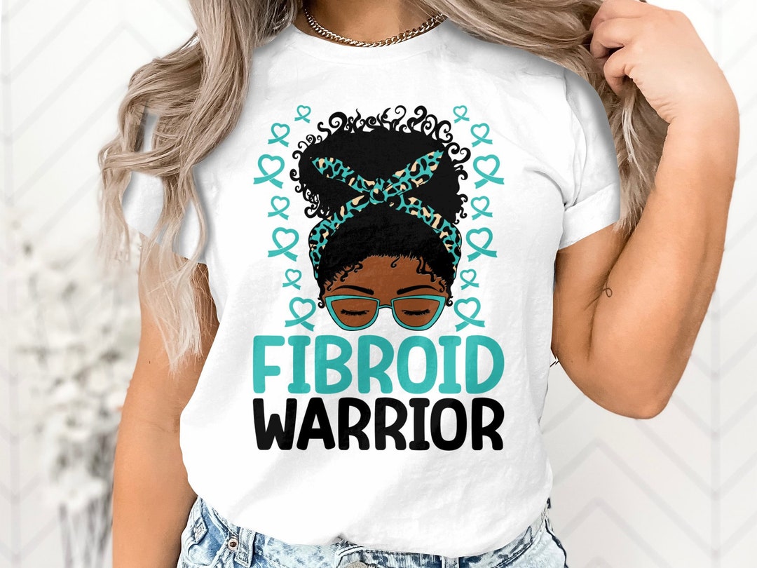 Fibroid Awareness Svg Png, Afro Messy Bun Fibroid Warrior Svg, Teal ...
