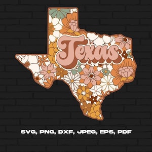 Texas State Svg Png, Texas Map Svg, Retro Texas Flower Svg Cricut Cut ...