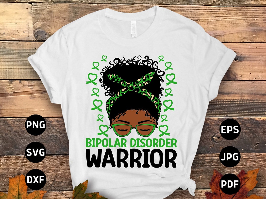 Bipolar Disorder Awareness Svg Png, Afro Messy Bun Bipolar Disorder ...