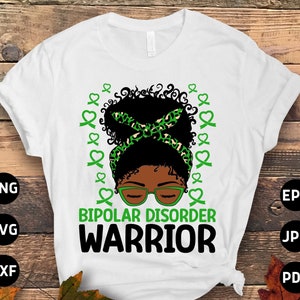 Bipolar Disorder Awareness Svg Png, Afro Messy Bun Bipolar Disorder ...