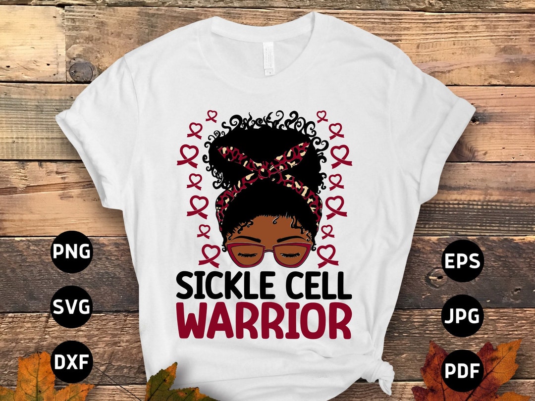Sickle Cell Awareness Svg Png, Afro Messy Bun Sickle Cell Warrior Svg ...