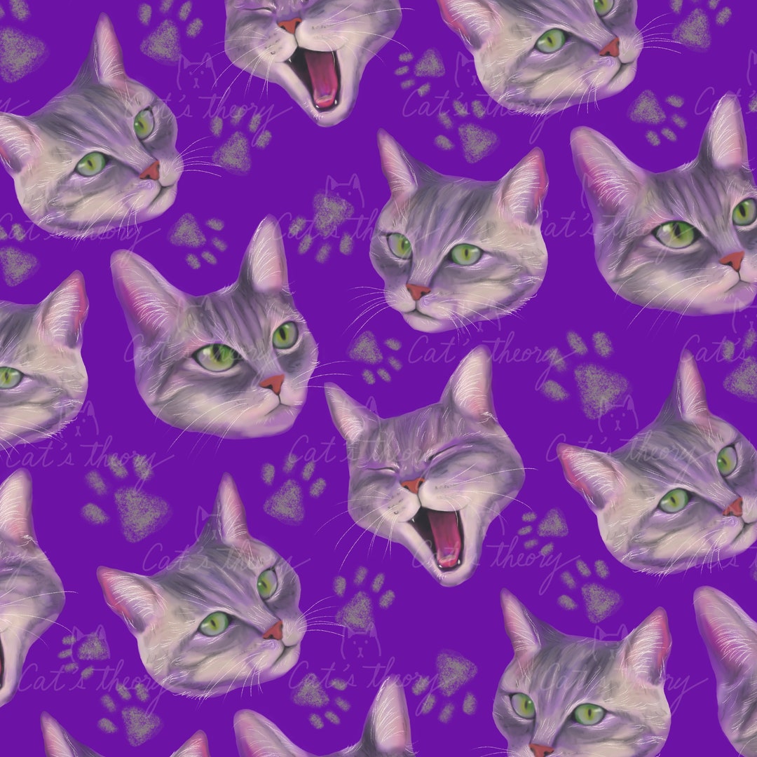 Cat Seamless Pattern Digital Seamless Patterns Papers Paws - Etsy
