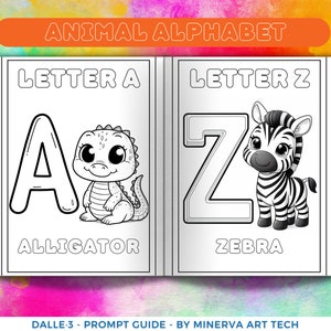Animal Alphabet Coloring Page Dalle 3 Prompt Guide AI for Kids Coloring ...