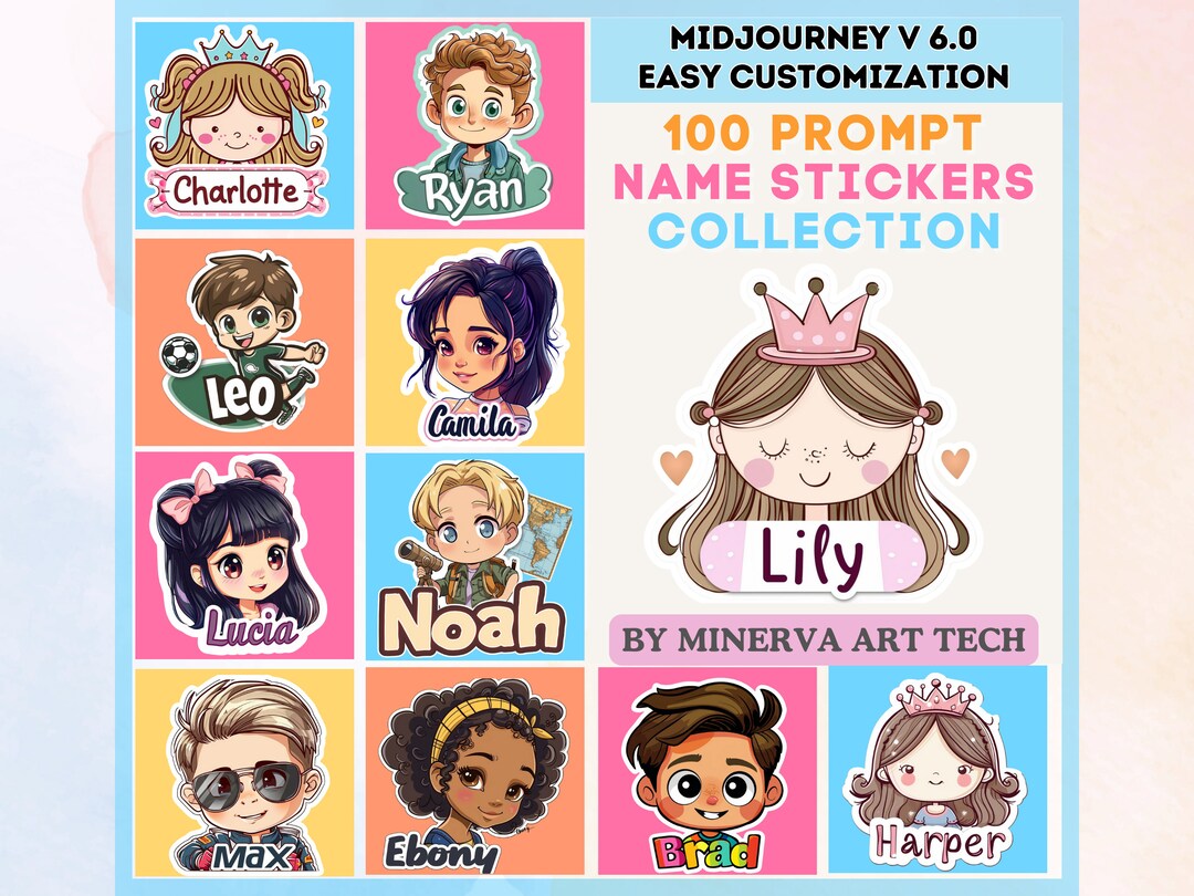 Custom Kids Name Stickers | Guide to Midjourney V6 Prompts ...