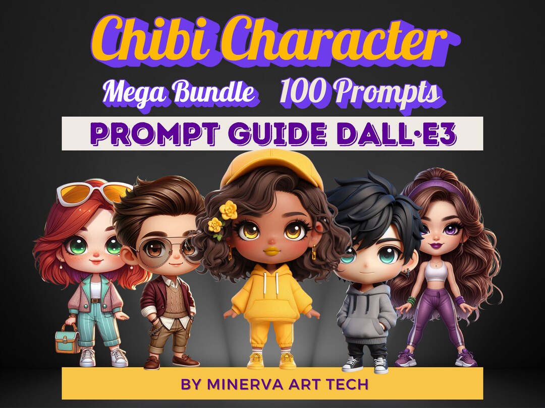 100 Chibi Character AI Art Prompts Bundle Dalle 3 Big-headed Dolls ...