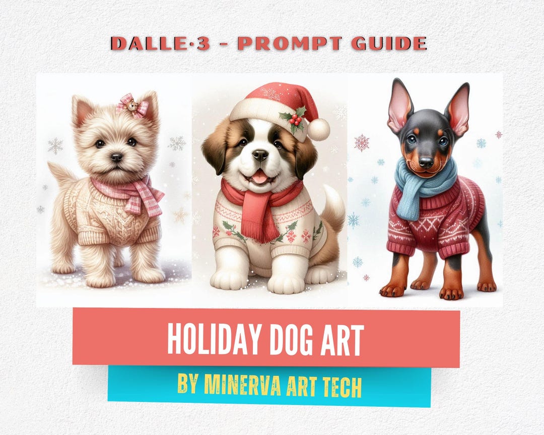 Holiday Dog Art Prompt Guide DALLE DALLE 3 Free bing Customizable ...
