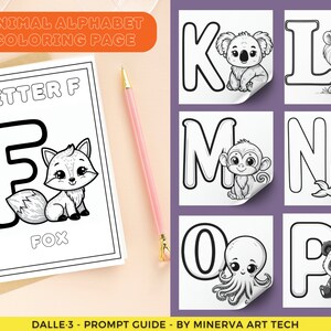 Animal Alphabet Coloring Page Dalle 3 Prompt Guide AI for Kids Coloring ...
