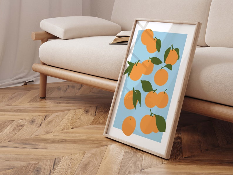 Wall Art: Tangerine Print, Printable Vibrant Poster, Fruit Wall Decor ...