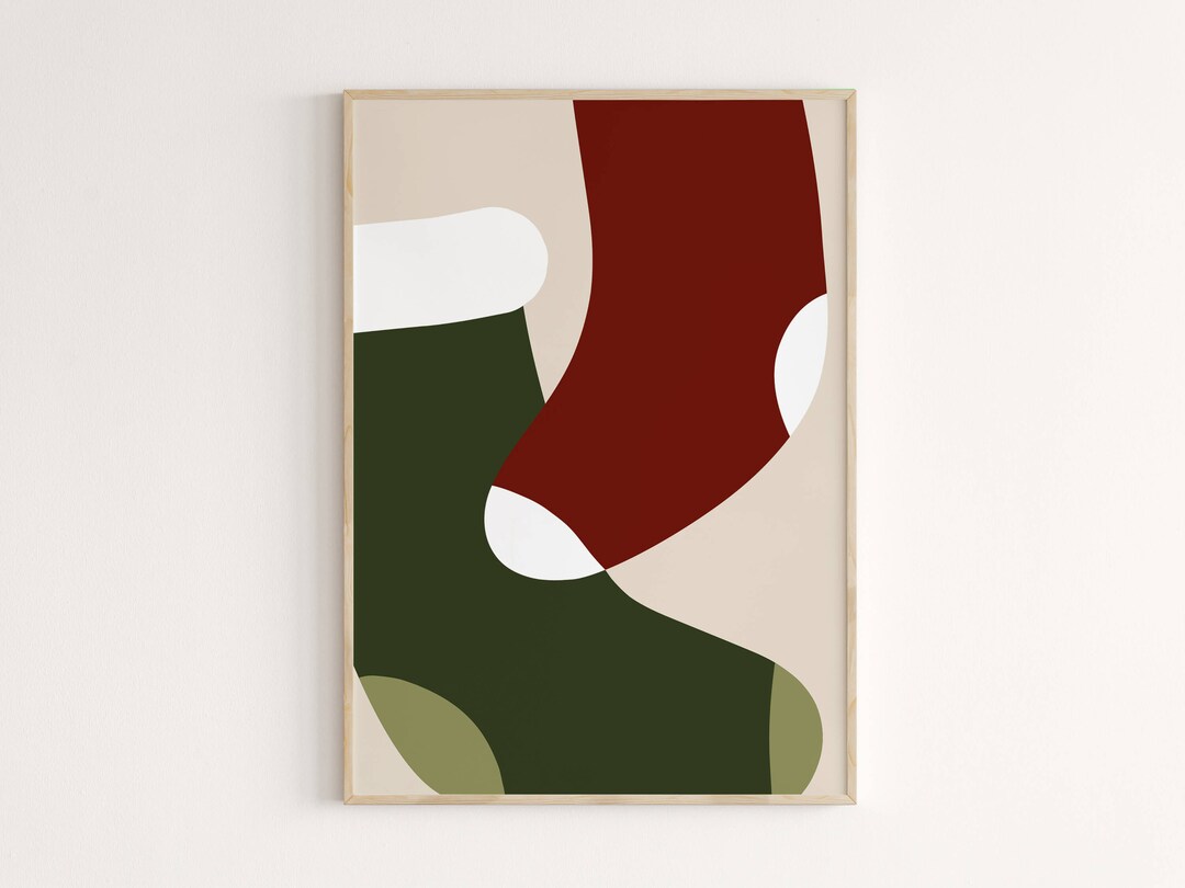 Wall Art: Christmas Stockings Printable Poster, Green and Red Modern ...